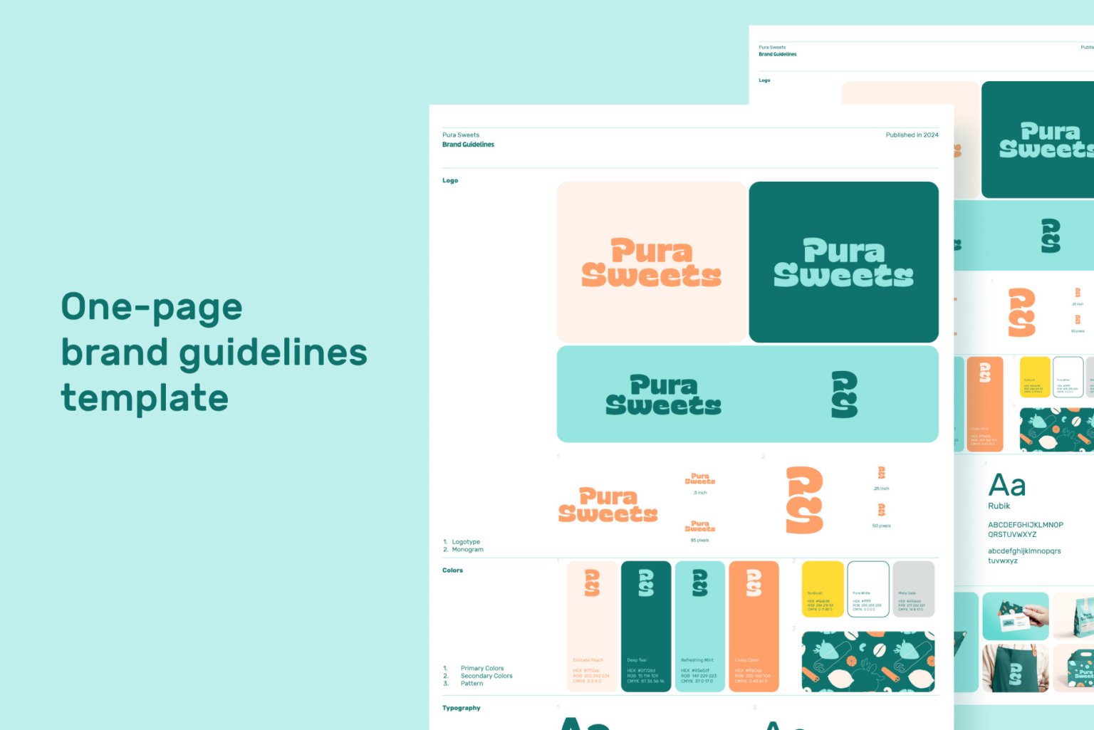 Pura: Fun & Colorful Brand Guidelines Template + Mockups (Ai & InDesign)