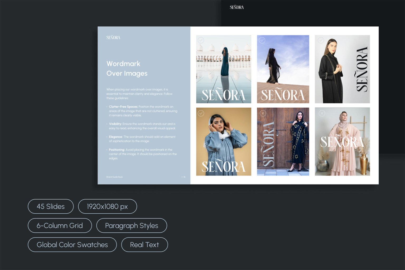 Senora: Elegant & Minimalist Brand Guidebook Template (Ai & InDesign)