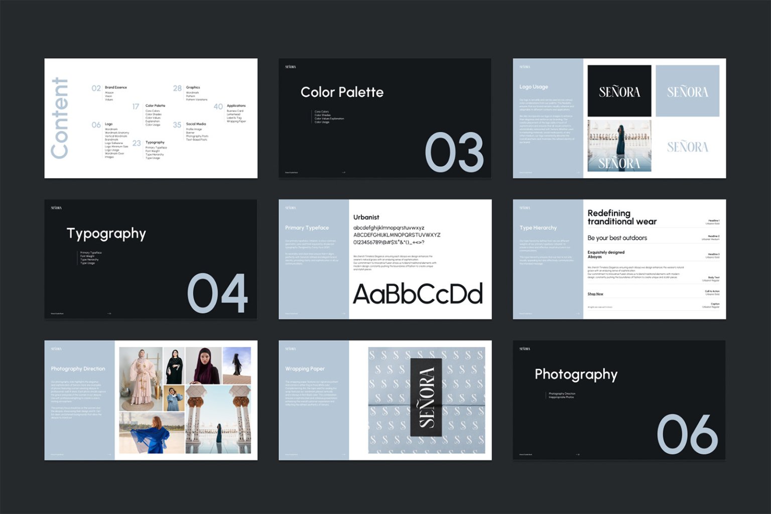 Senora: Elegant & Minimalist Brand Guidebook Template (Ai & InDesign)