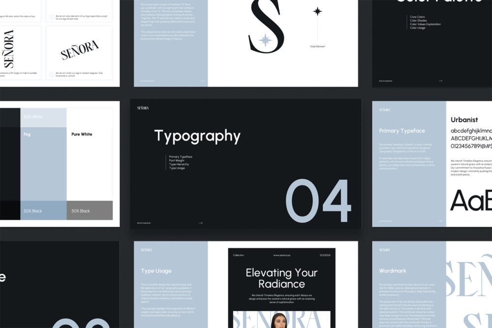 Senora: Elegant & Minimalist Brand Guidebook Template (Ai & InDesign)